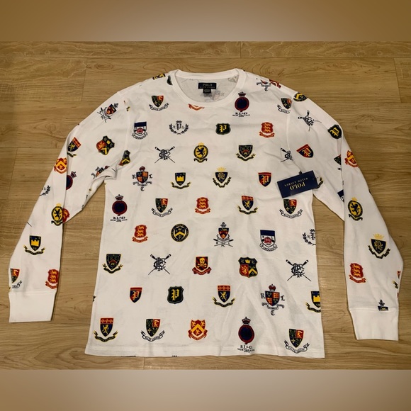 Polo Ralph Lauren | Shirts | Polo Ralph Lauren Mens All Over Crest Waffle Knit Loungewear ...